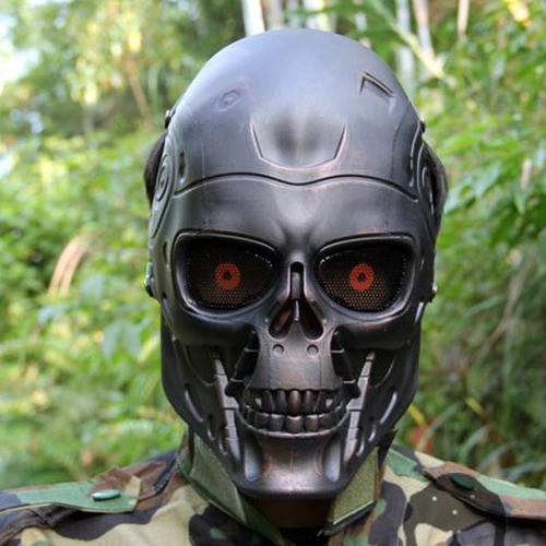 Máscara Full Mask Airsoft Paintball Cosplay Terminator T800 PRETO ...