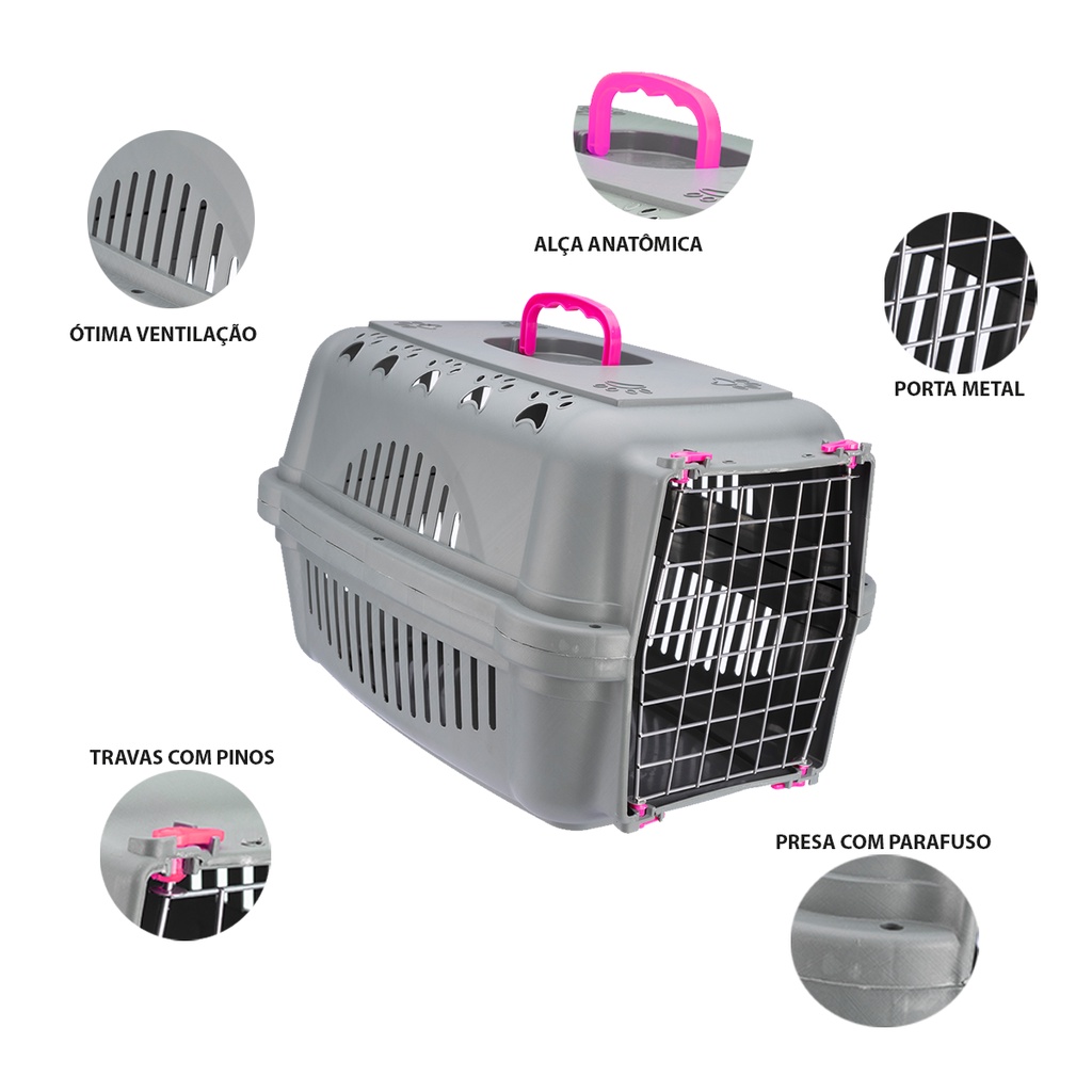 Caixa De Transporte Pet N 2 Para Cães e Gatos Durapets Neon - Escorrega ...