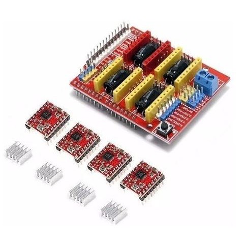 Kit Cnc Shield V3 + 4 Driver A4988 Com Dissipador Arduíno, Arduino Mega ...