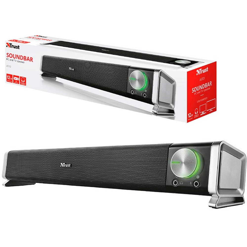 Soundbar Trust Asto 12W, USB, Controle de Volume, com Entrada para Fone ...