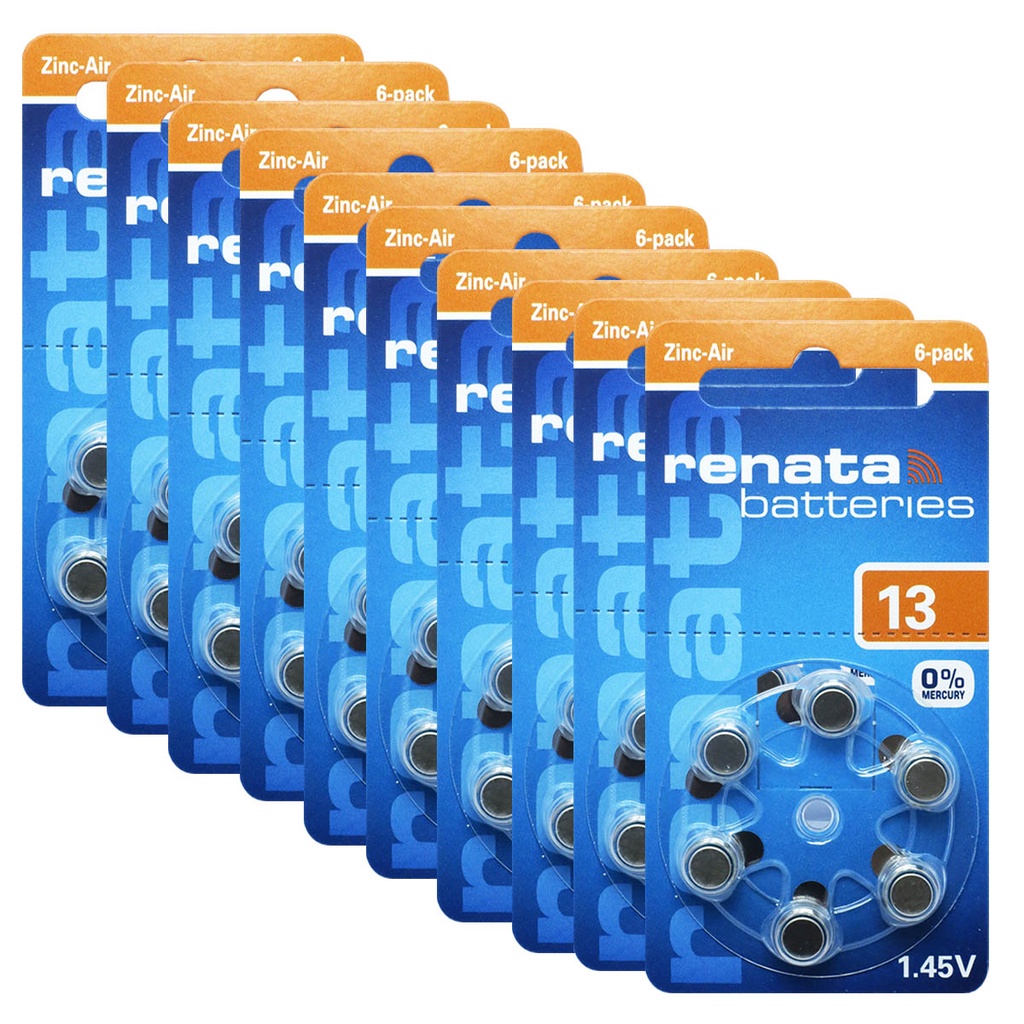 60 Pilhas 13 Renata Baterias Auditiva Pr48 10 Cartelas | Shopee Brasil