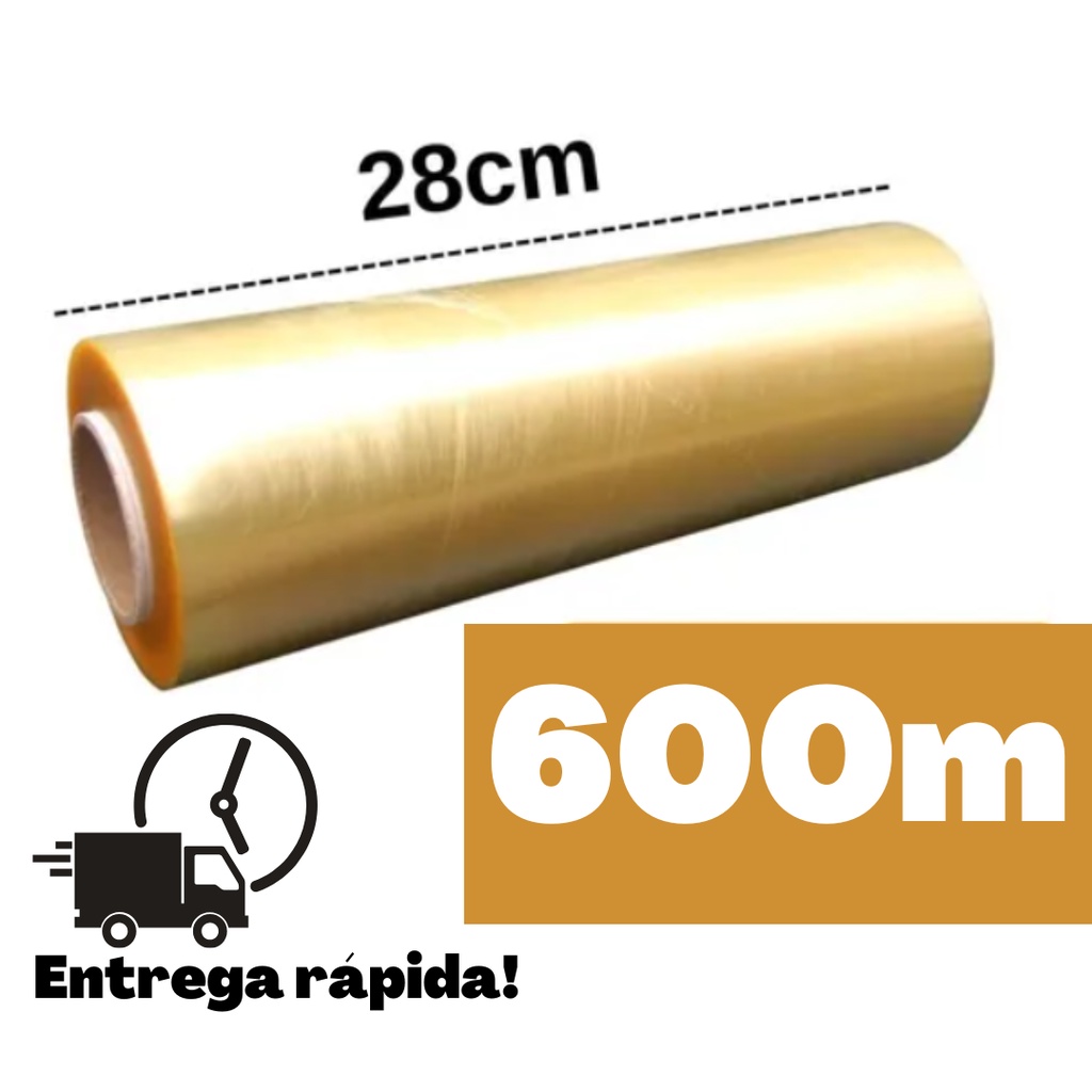 Rolo Bobina Plastico Filme Pvc Esticavel Resistente 28cm X 600m ...