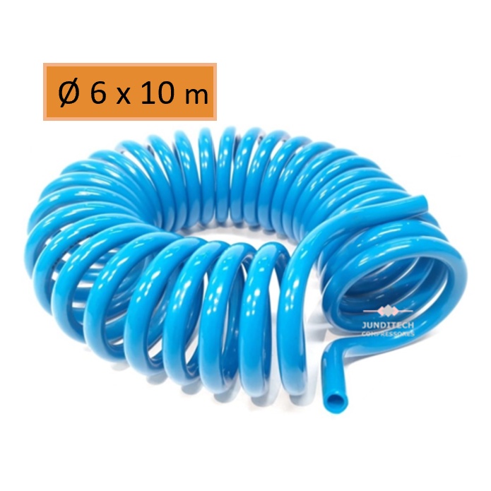 Mangueira Espiral 6mm X 10 Metros Tubo P.u Azul Ar Comprimido uso ...