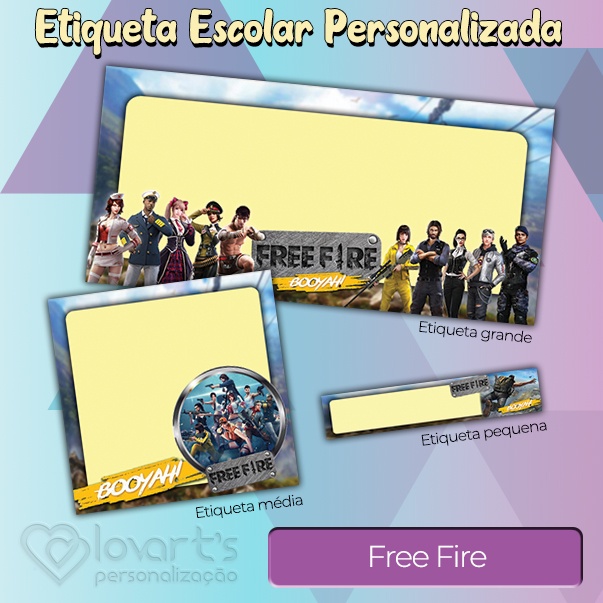 FREE FIRE - Kit de Etiqueta Escolar Personalizada / Cartela de adesivo ...