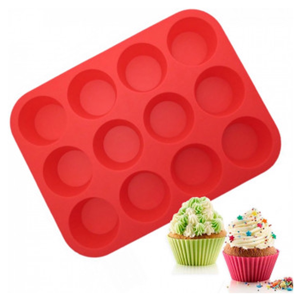 Forma De Silicone Para Muffin Cupcake P/ 12 Cavidades - Cores Diversas ...