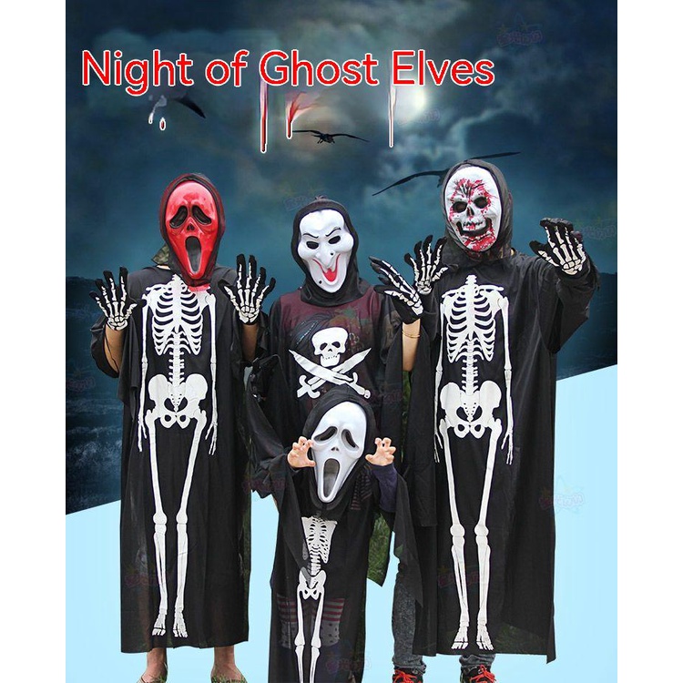 Fantasia De Halloween Esqueleto Roupas Fantasma Adulto Homens Mulheres ...