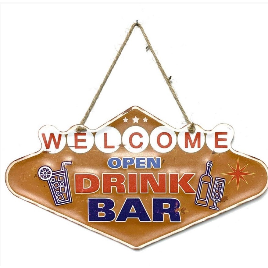 Placa de Metal Decorativa Welcome Open Drink Bar | Shopee Brasil