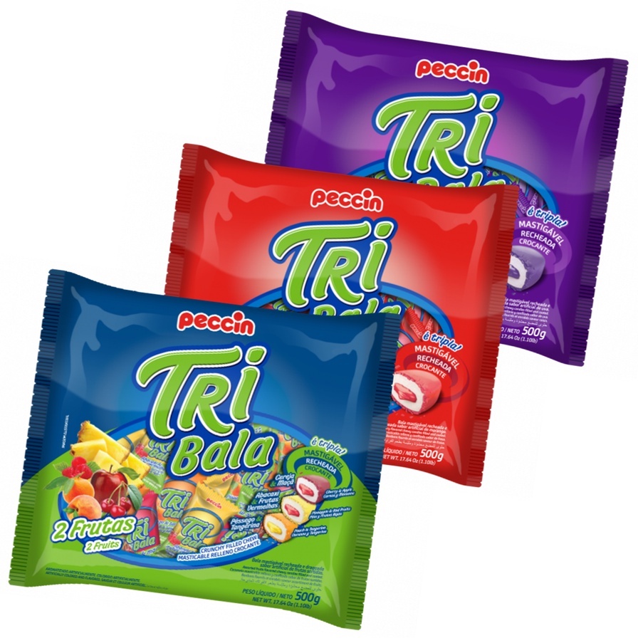 Bala Recheada Tri Bala Pacote 500g Peccin - Atacado | Shopee Brasil