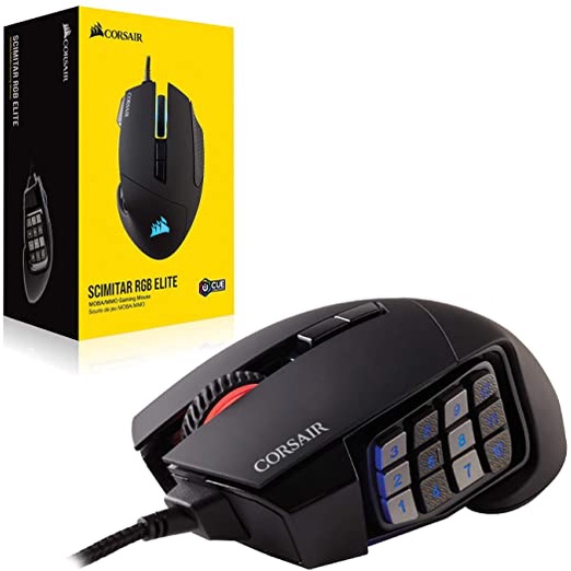 Mouse Gamer Corsair Scimitar ELITE RGB 17 Botoes 18000DPI MOBA MMO ...