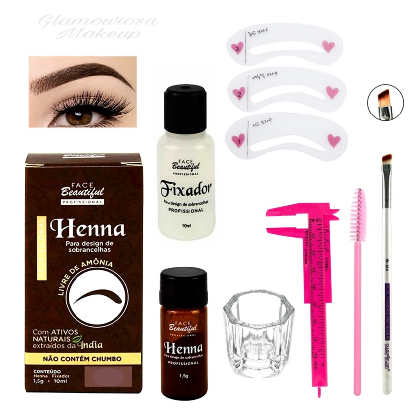 Kit Sobrancelha Designer Completo Promoção Moldes Renna Hena Henna Rena