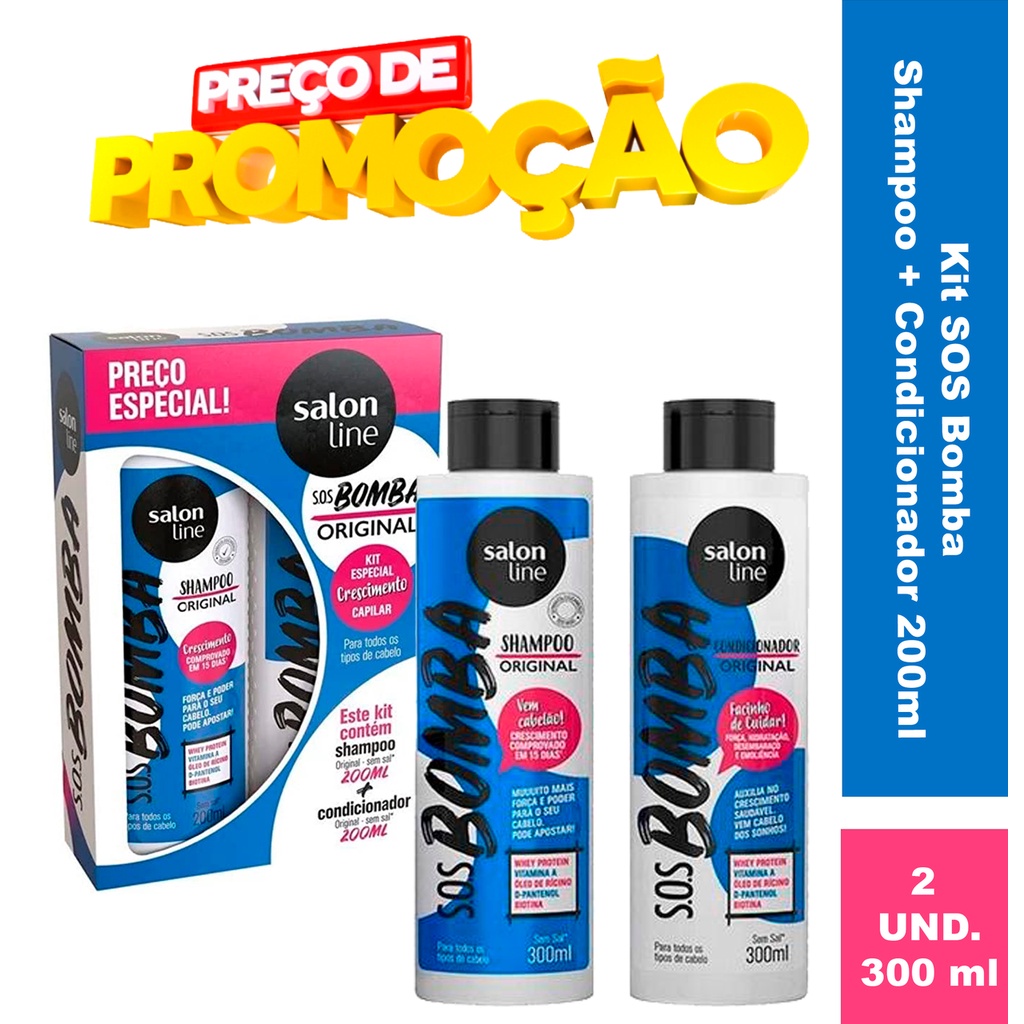 Kit SOS Bomba Shampoo + Condicionador Original 200ml - Salon line ...