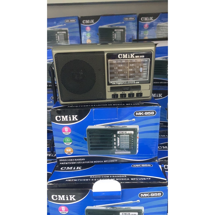 Radio AM/FM CMIK MK-958 - USB/Cartão SD TF/Mp3/AM/FM/TV/SW1 | Shopee Brasil