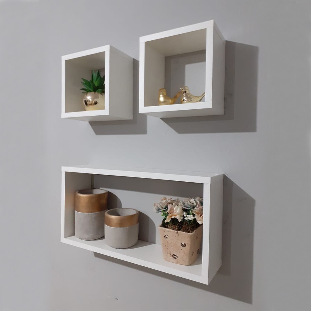 Kit 3 Nicho Decorativo Retangular MDF Branco Decoração Casa Quarto ...