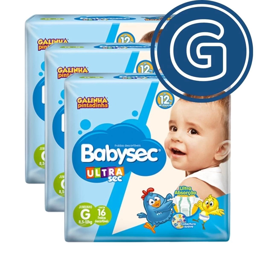 kit 3pacotes fraldas babysec jumbinho G | Shopee Brasil