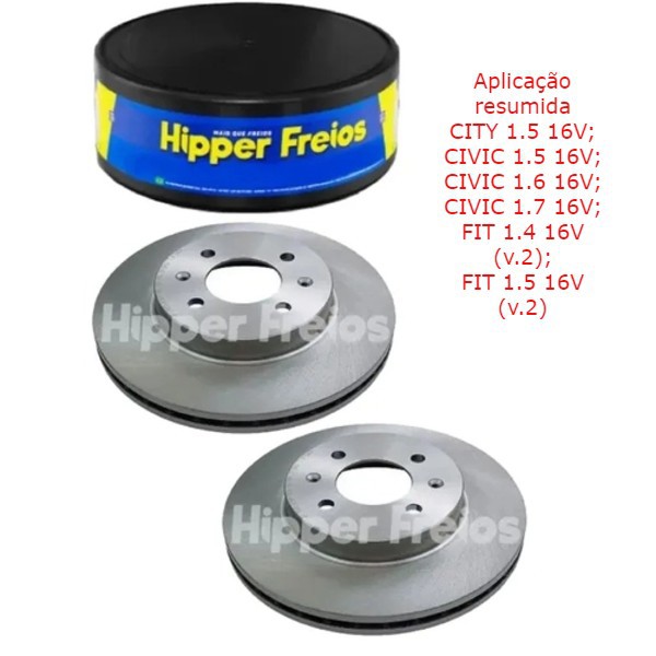 PAR DE DISCO FREIO DIANTEIRO VENTILADO S/ CUBO 262MM 4 FUROS HF700 ...