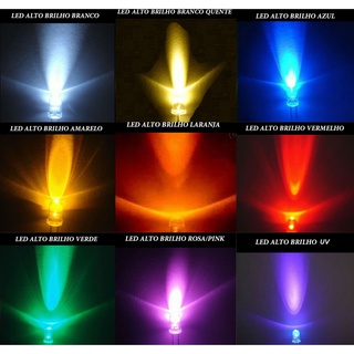 Kit de 50 Unidades 5 cores Led 5mm Alto Brilho + Termo + Resistor 5v 9v 12v 24v | Shopee Brasil