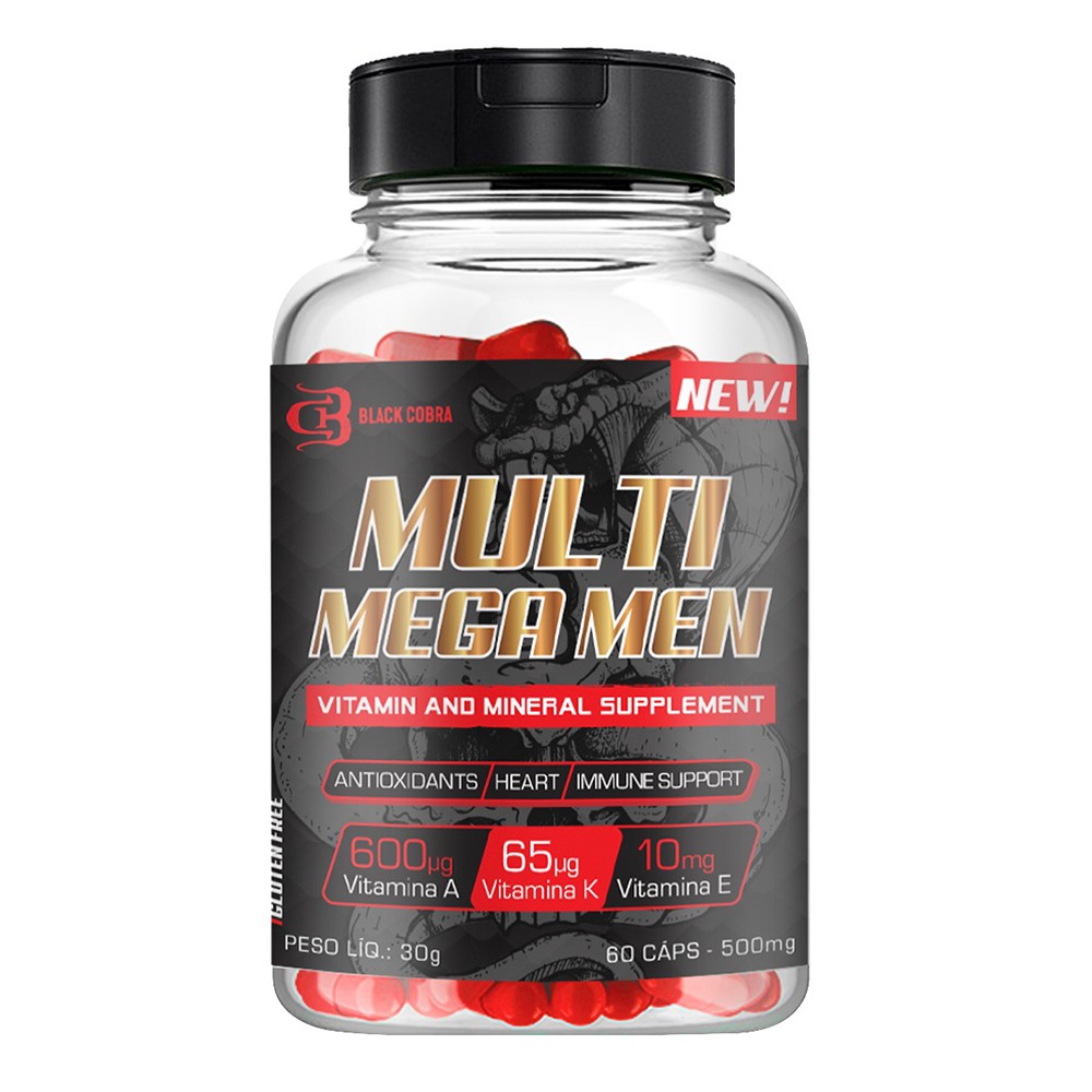 Multi Mega Men Multivitamínico Completo A-Z 60 Cápsulas Black Cobra ...
