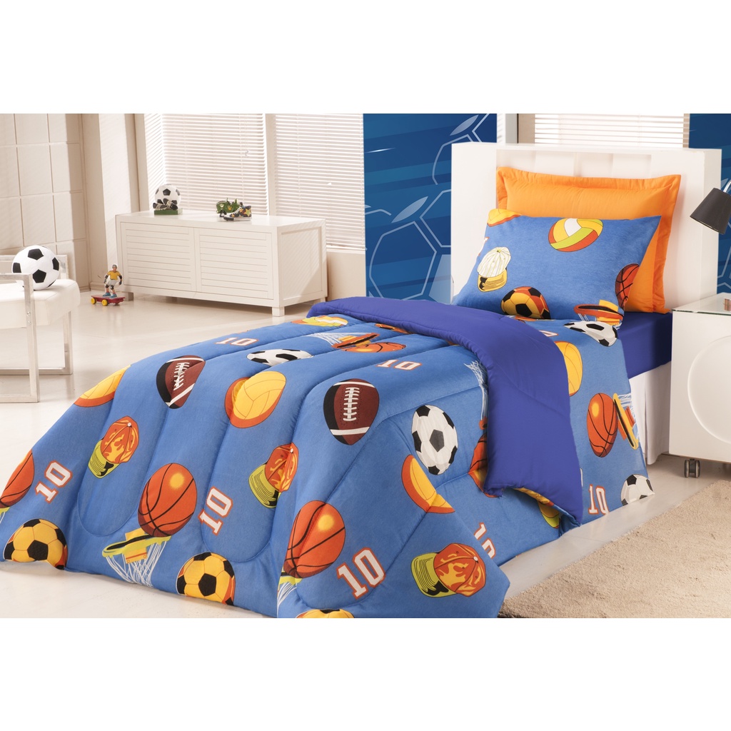 Edredom Solteiro Infantil Estampado Futebol para Menino | Shopee Brasil