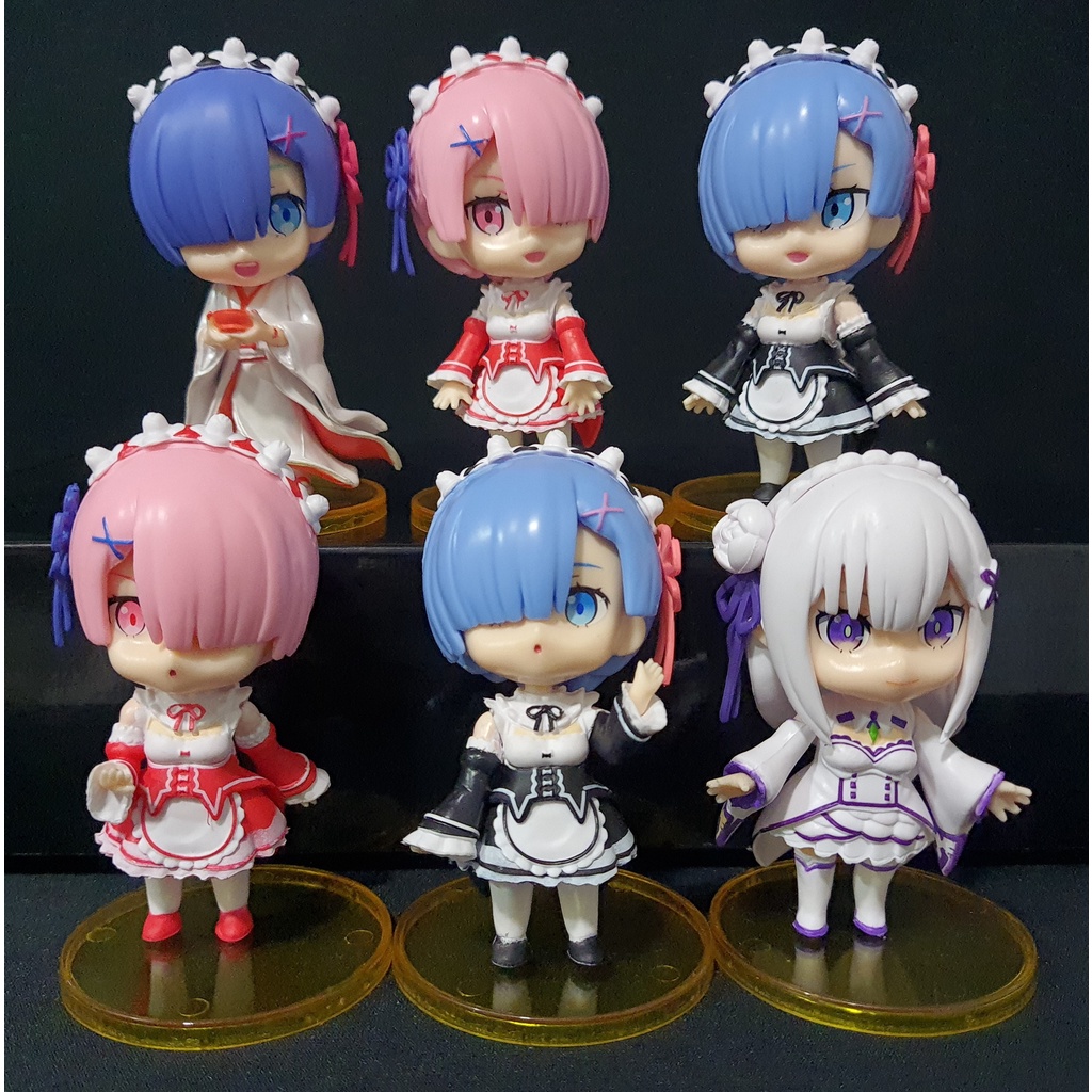 Miniaturas Re Zero - Rem Ram, Emilia, action figure, boneco, figura ...