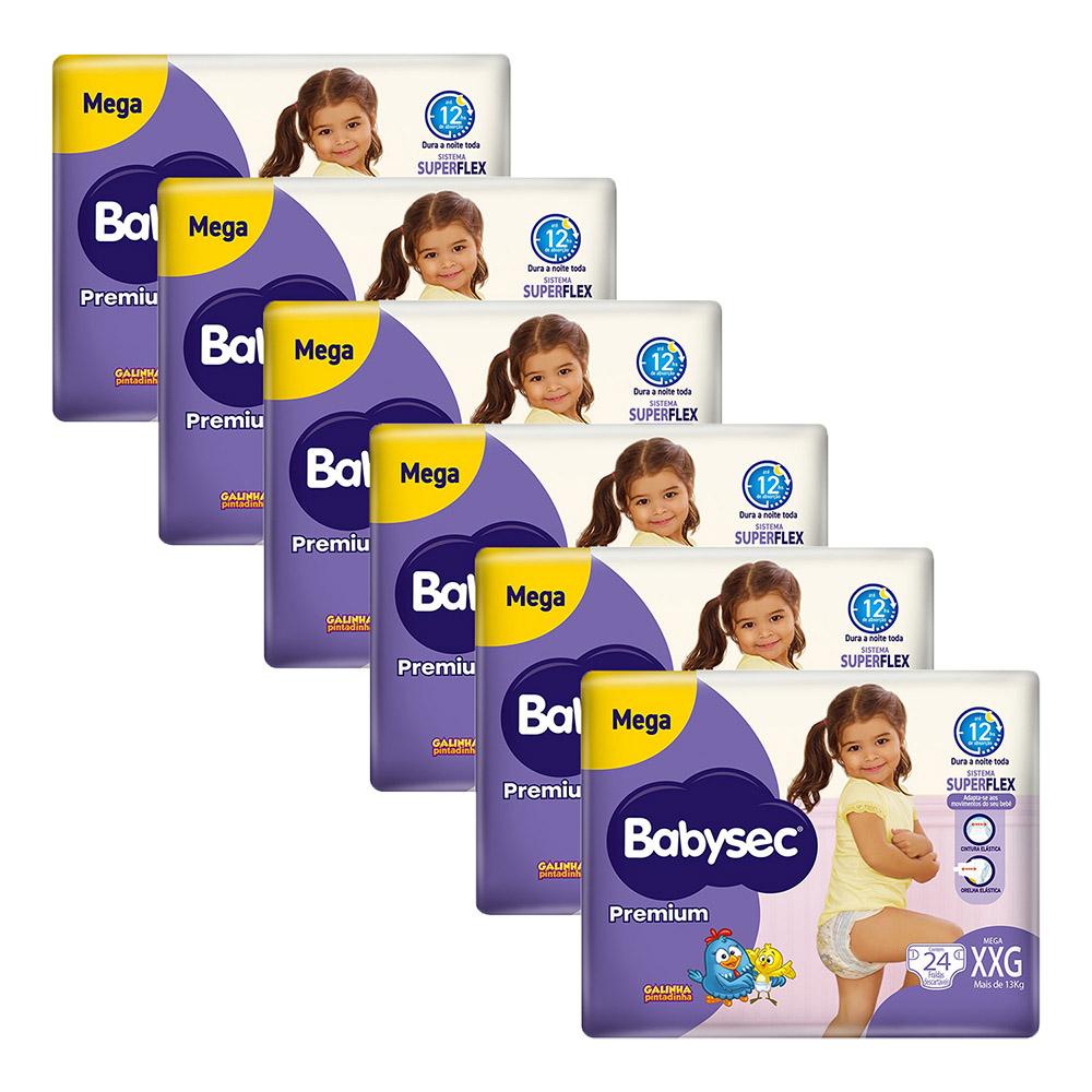 Kit 6 Fraldas Babysec Galinha Pintadinha Premium Tamanho XXG 24 ...