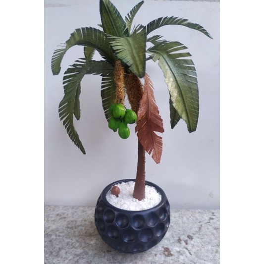 Arranjo Artificial Vaso Ball Preto c/ Mini Coqueiro - Detalhes | Shopee ...