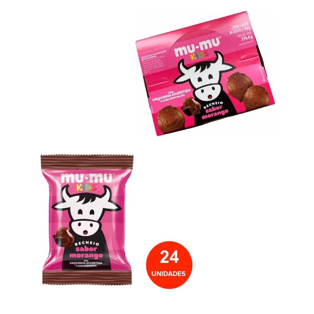 Chocolate Mu-mu Vaquinha Divertida Kids com Recheio Morango - Desconto ...