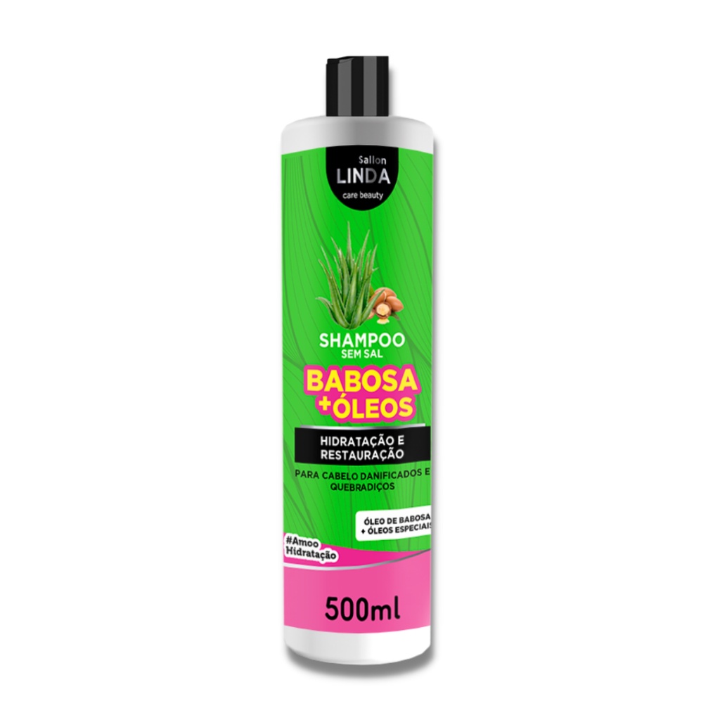 Shampoo Sem Sal Babosa + Oleos Hidratação e Restauração 500ml | Shopee ...