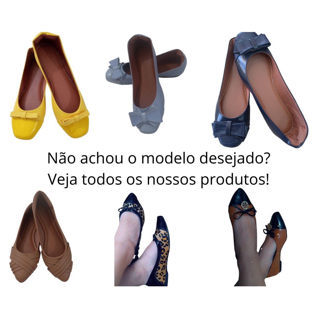 Sapatilha feminina com bico quadrado, fino e redondo. Diversos modelos ...