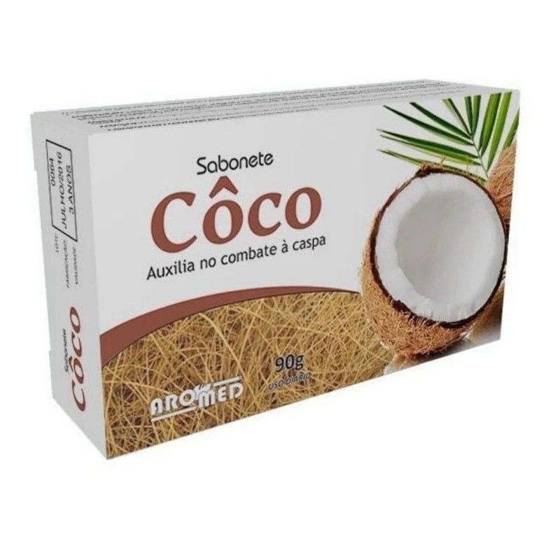 Kit com 12 SABONETE DE COCO ANTI-CASPA AROMED 90G | Shopee Brasil