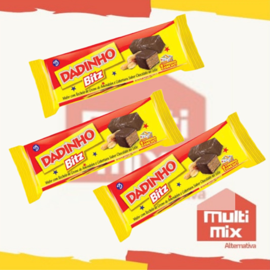 Bombom Waffer Dadinho Bitz Chocolate ao Leite - 105g (14 unidades ...