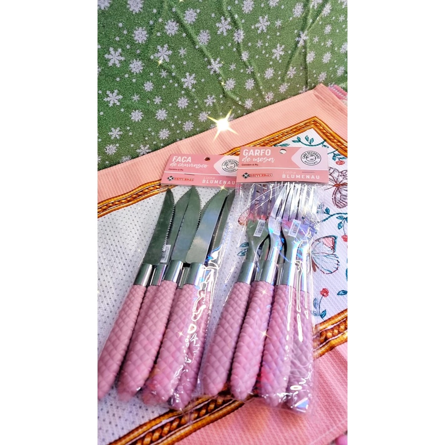 kit talher rosa | Shopee Brasil