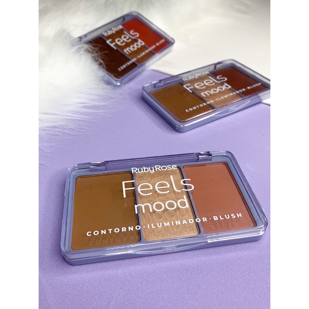 Paleta Trio Contorno Iluminador Blush Feels Mood - Ruby Rose | Shopee Brasil