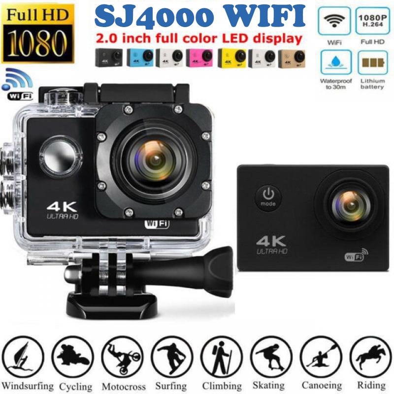 SJ4000 Câmera De Ação 4K ultra HD 30M À Prova D'água DVR Gravadora De ...