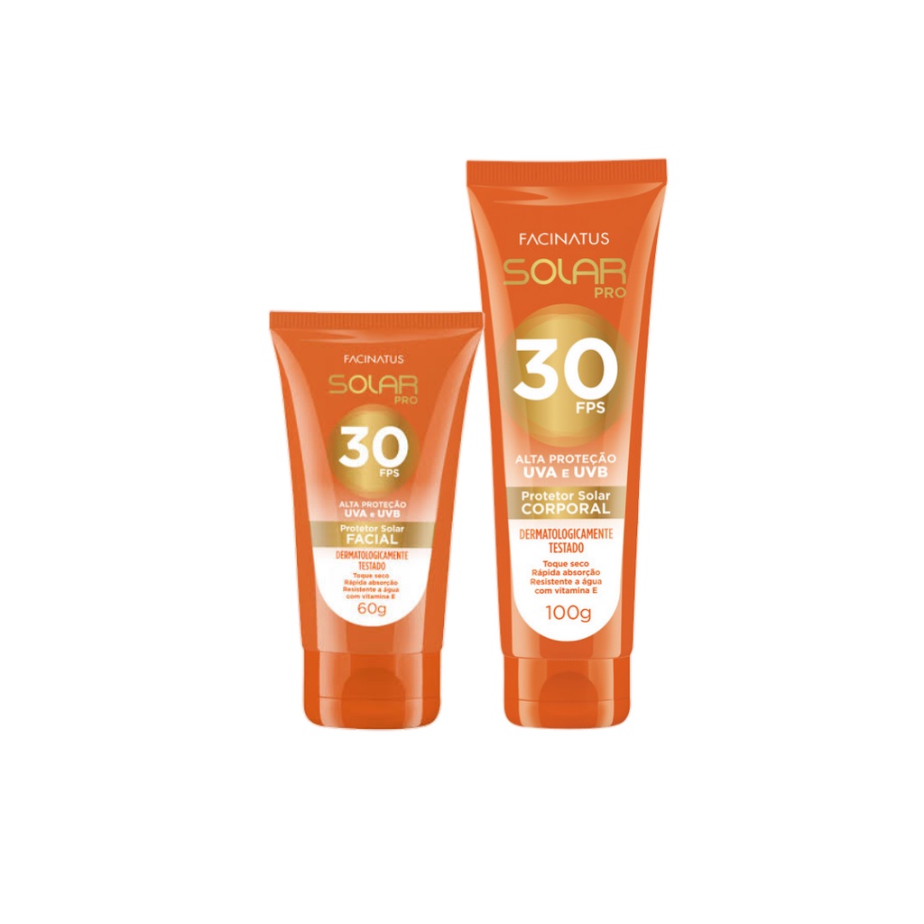 Kit Protetor Solar Corporal e Facial Solar PRO | Shopee Brasil