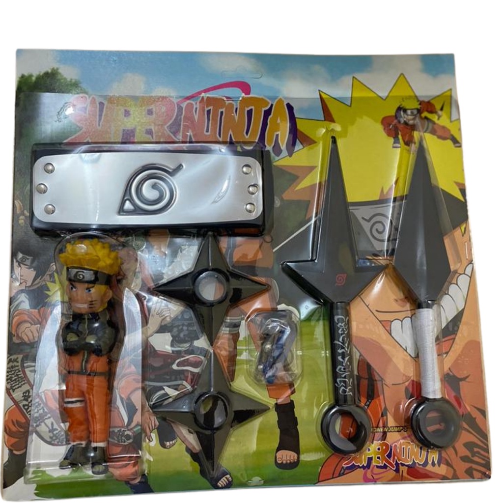 Kit Cartelado Naruto com Bandana Aldeia da Folha + Kunai e Shuriken ...