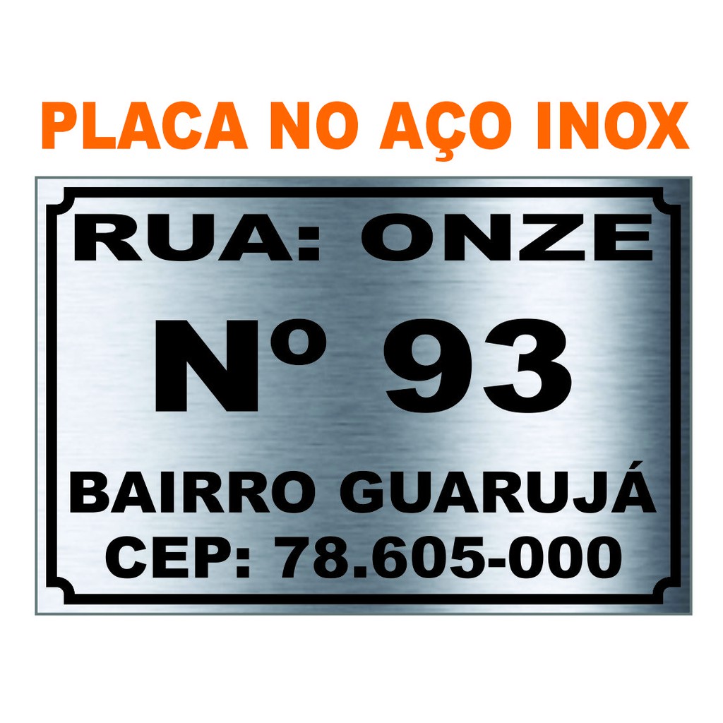 Placa De Endereço Personalize 30x20cm - AÇO INOX | Shopee Brasil