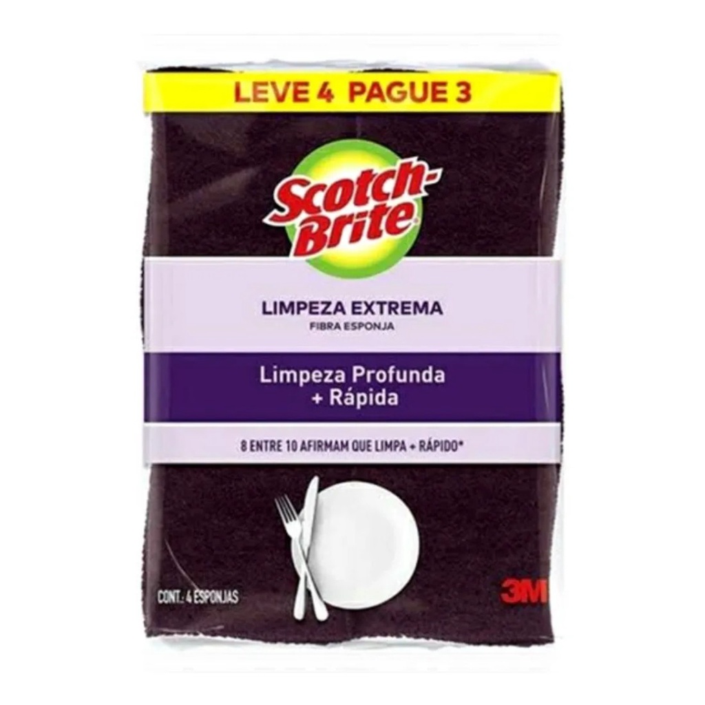 Esponja Limpeza Extrema Scotch Brite 3m Roxa Com 4 Unid | Shopee Brasil