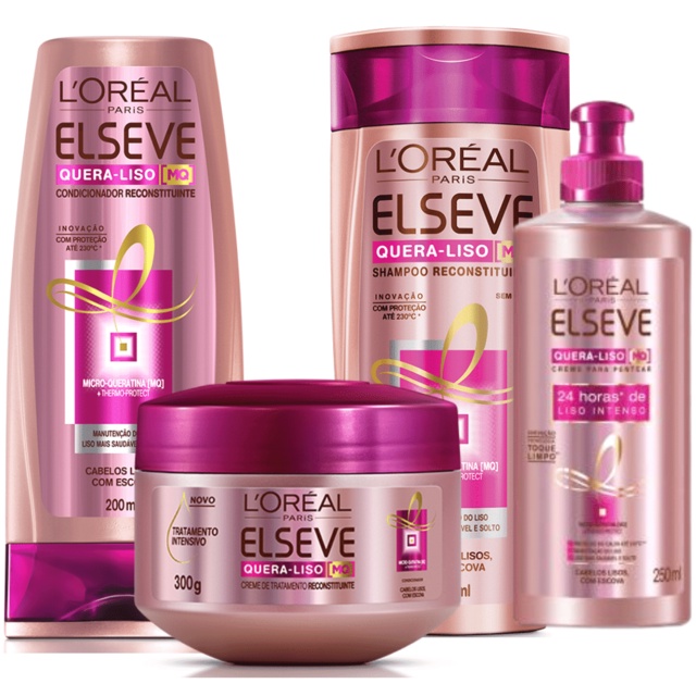 Kit Elseve Loreal Quero Liso Cabelo Liso Escova shampoo 200ml ...
