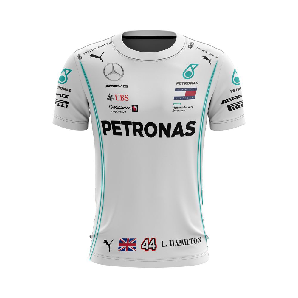 Camiseta Esporte Dry Fit Fórmula 1 - Uniforme F1 - Hamilton - Mercedes ...