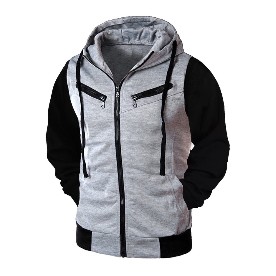 Moletom De Frio Blusa Ziper Liso Blusão Flanelado Capuz Bolso