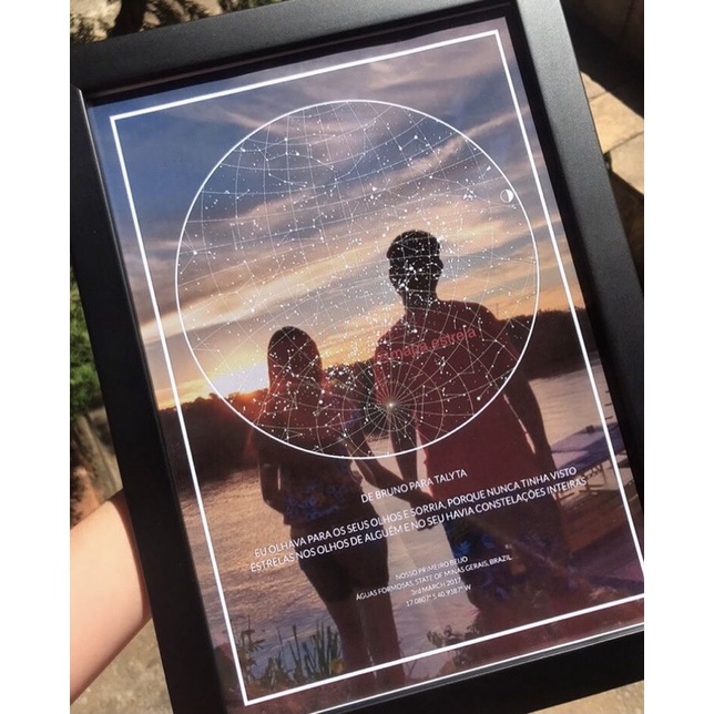 Quadro Mapa do céu/estrela A4 com foto | Shopee Brasil