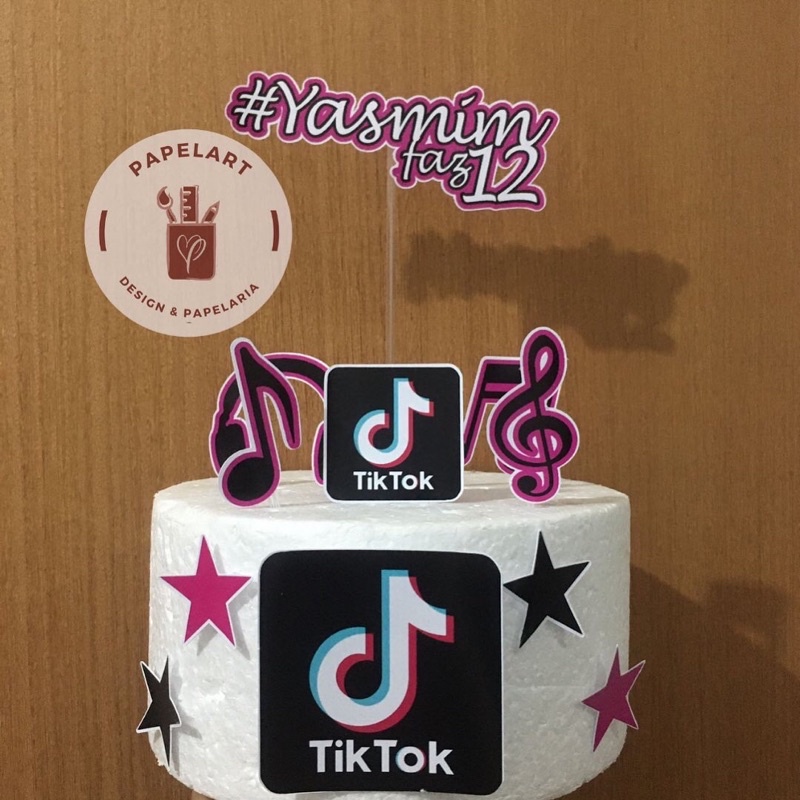 Topper Tik Tok - Topo de bolo tik tok | Shopee Brasil