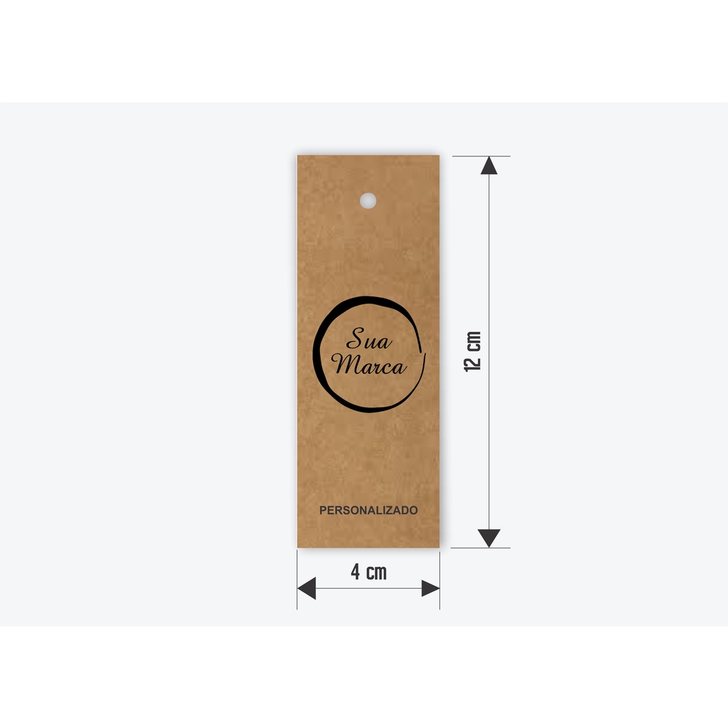 100 Tags Retangulares Grande - Kraft 180g - frente - Personalizado ...