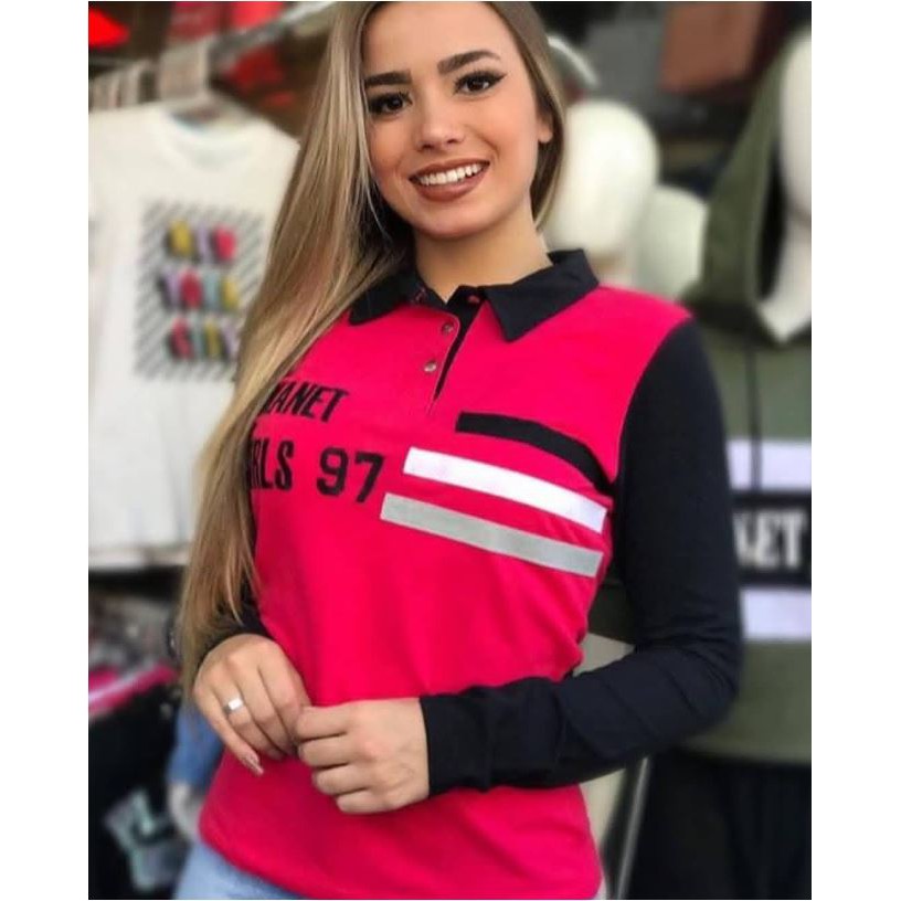 Camisa Polo Planet Girls Manga Longa Faixa ORIGINAL | Shopee Brasil