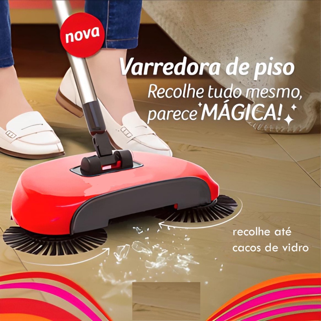 Mop Vassoura Magica Inteligente Giratória 360 Varredora de Piso Recolhe ...