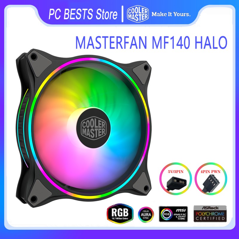 Cooler Master MF140 HALO ARGB 14cm RGB 5V/3PIN Computer Case Quiet PWM ...