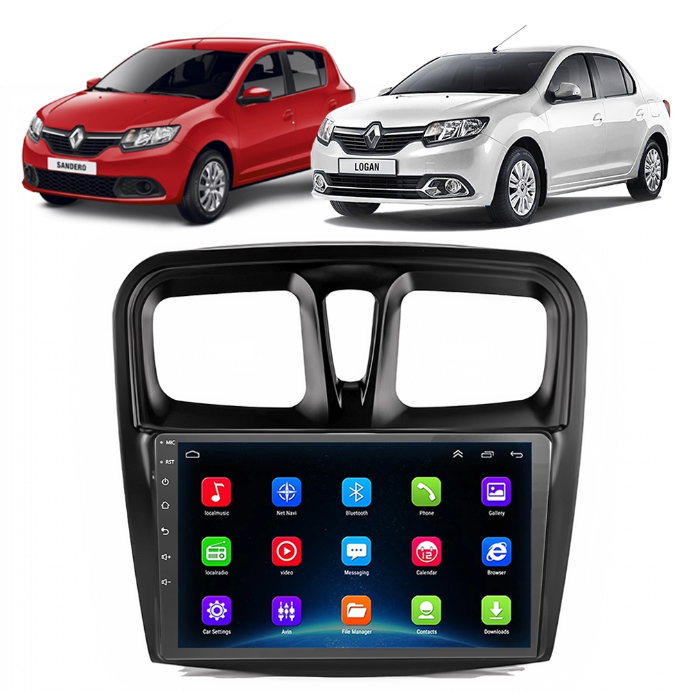 Kit Central Multimidia Android Sandero Logan 2015 2016 2017 2018 2019 2020 2021 2022 9 Polegadas ...