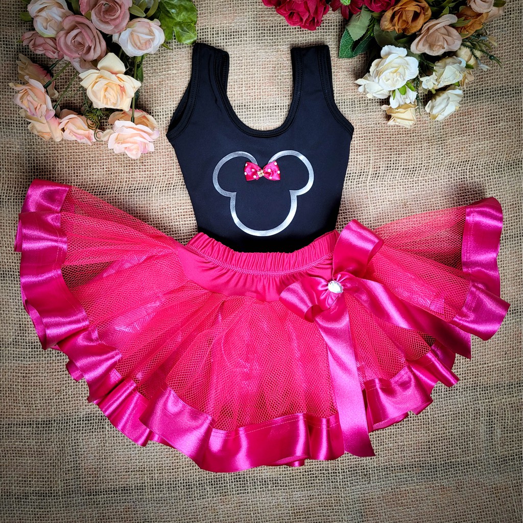 Fantasia Minnie Rosa com saia de tutu para aniversário | Shopee Brasil
