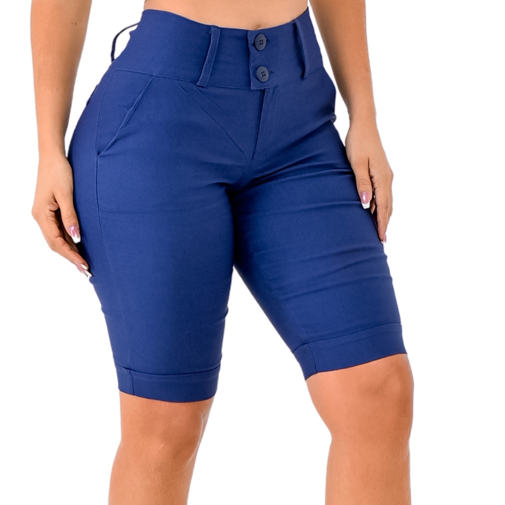 Bermuda Bengaline Feminino Com Bolso Plus Size | Shopee Brasil