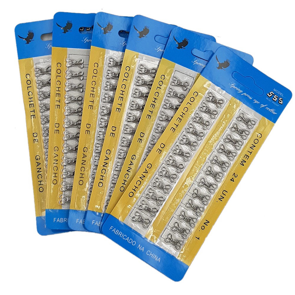 Colchete de Gancho para Roupas e Artesanato - cor Prata - Cartela com ...